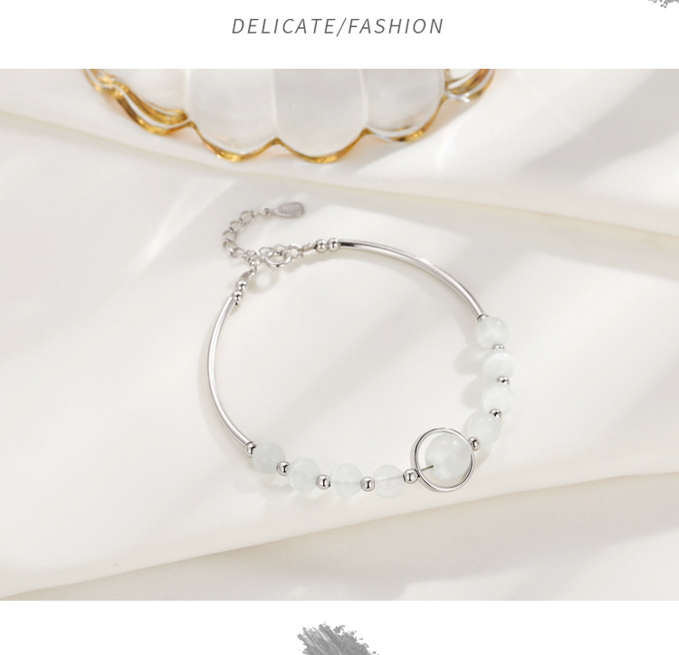 ins风小众气质饰品s925纯银白猫眼水晶手链轻奢高级感链条女-阿里巴巴
