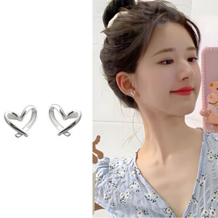 s999纯银镂空爱心耳钉女高级感小众ins风韩系耳饰养耳洞七夕礼物-阿里巴巴