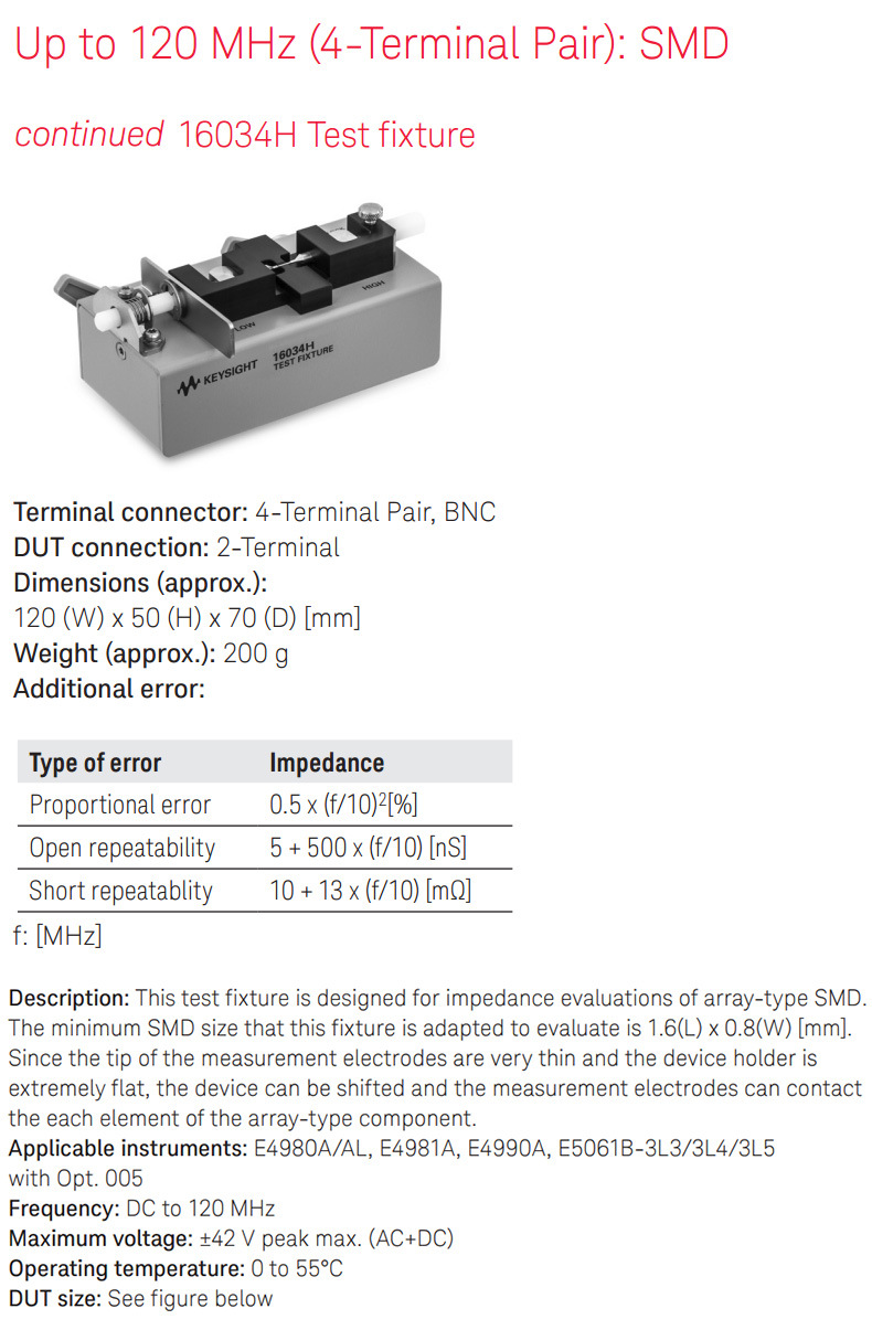 是德安捷伦E4980LCR阻抗测试SMD夹具16034E/16034H/16034G/16334A-阿里巴巴