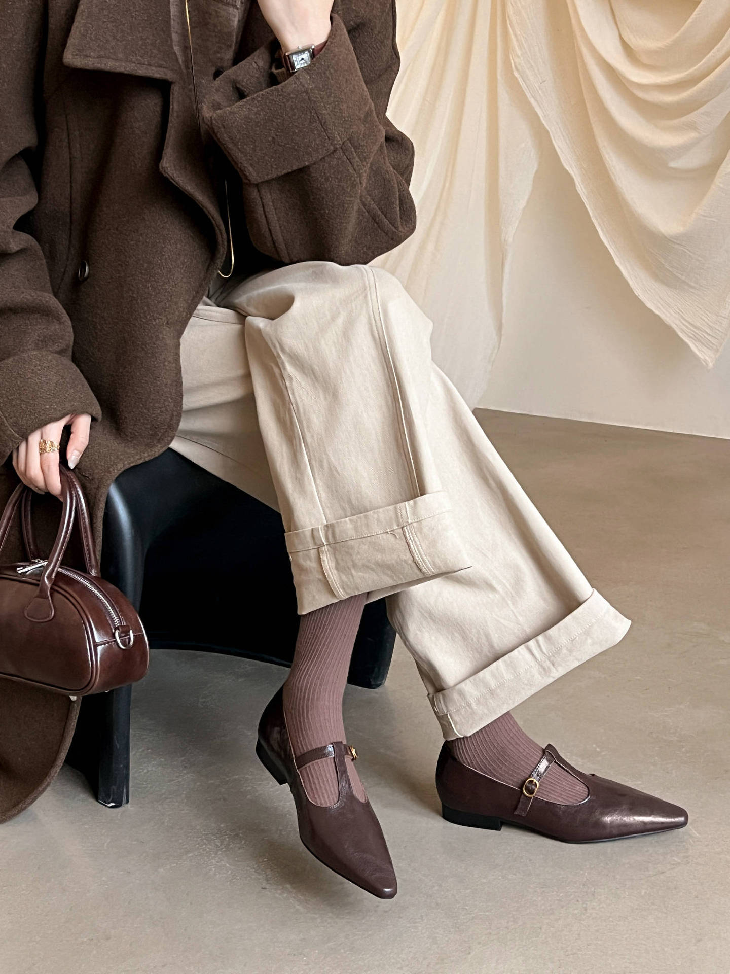 CHIKO Brigitte Pointy Toe Block Heels T-Strap Shoes