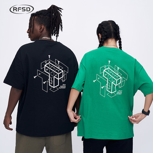 RFSD男装|潮牌T恤2024春夏新品街头潮牌宽松印花短袖圆领上衣男-阿里巴巴