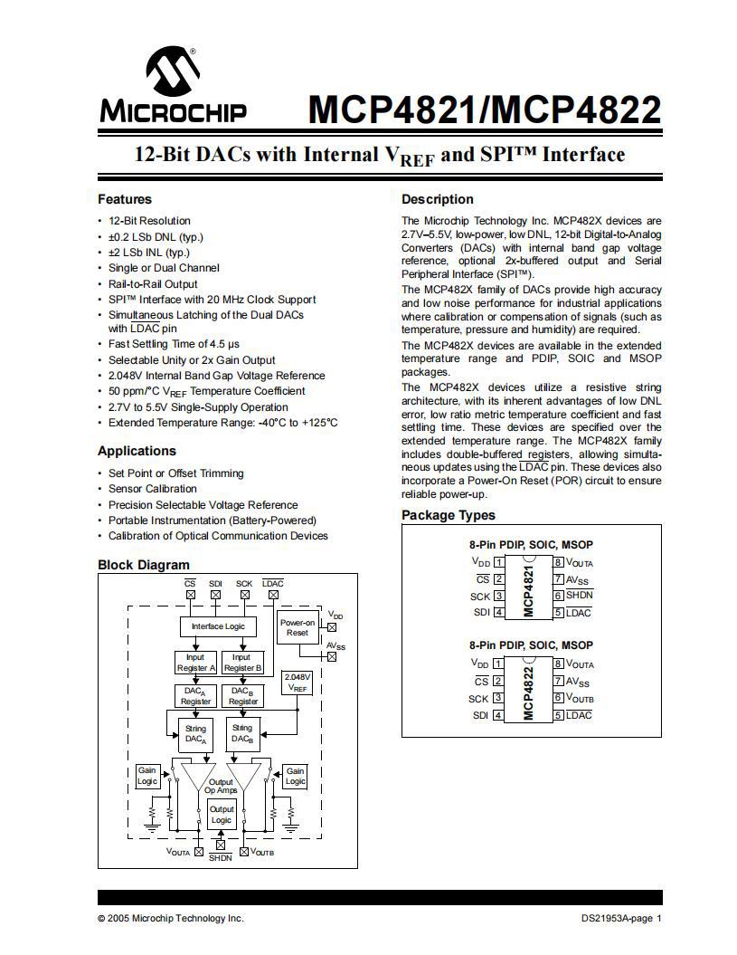 MICROCHIP美国微芯 数模转化器-DAC MCP4822-E/MS MSOP-8-阿里巴巴
