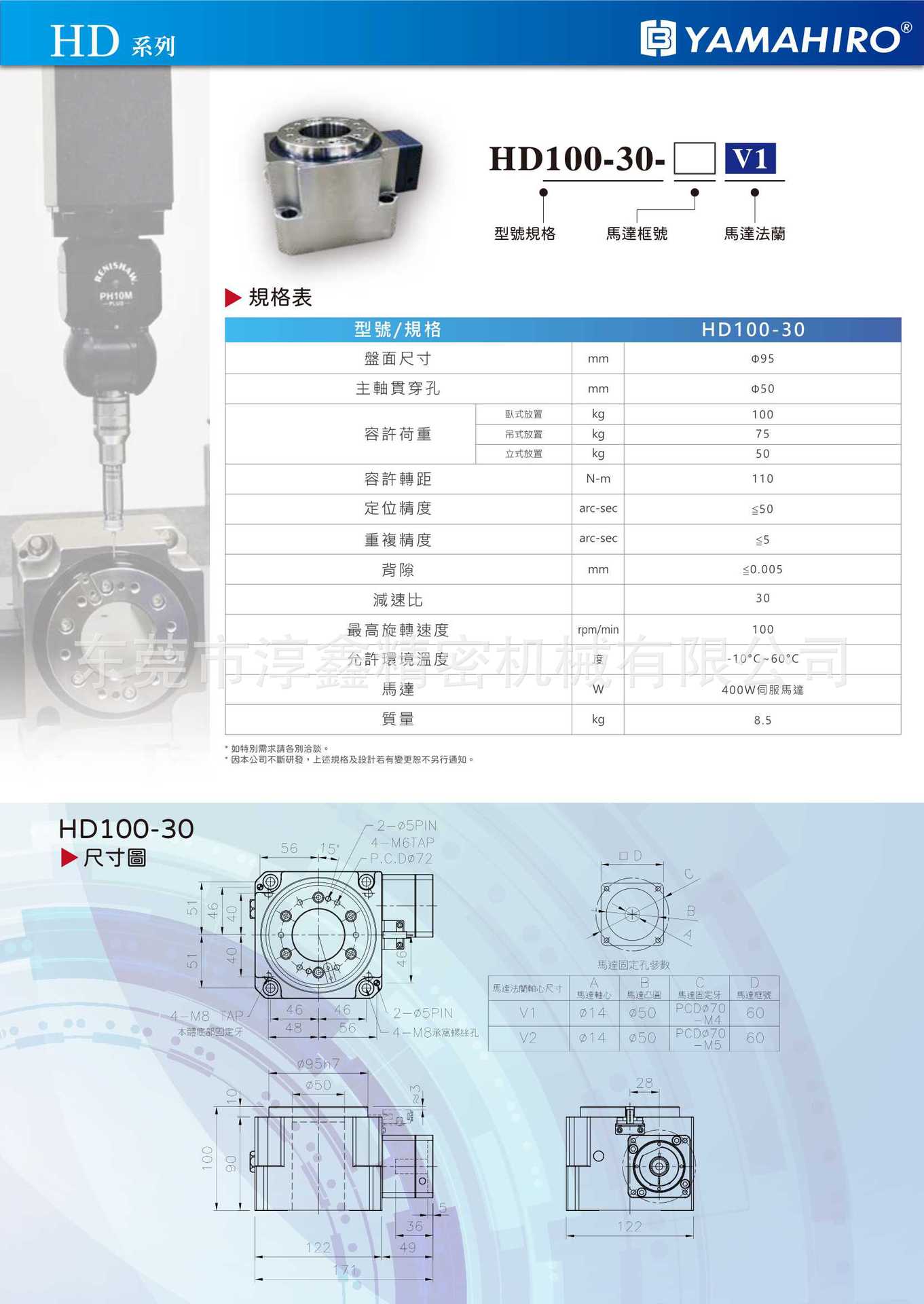 台湾原装山広海波齿中空旋转平台 任意角度旋转精准定位 HD100-阿里巴巴