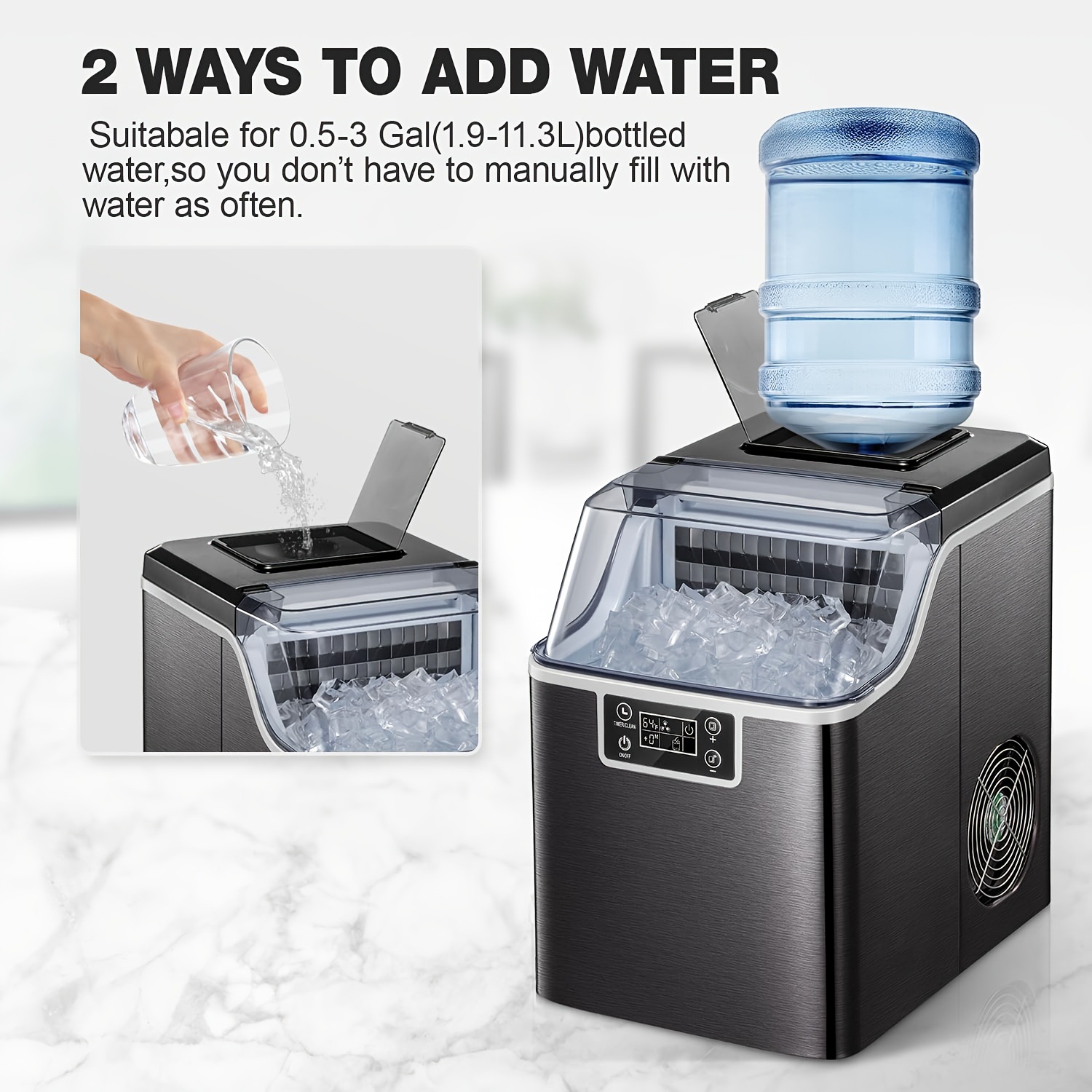 Desktop Ice Maker 45/30/26/100 Pounds Bidirectional Water-阿里巴巴