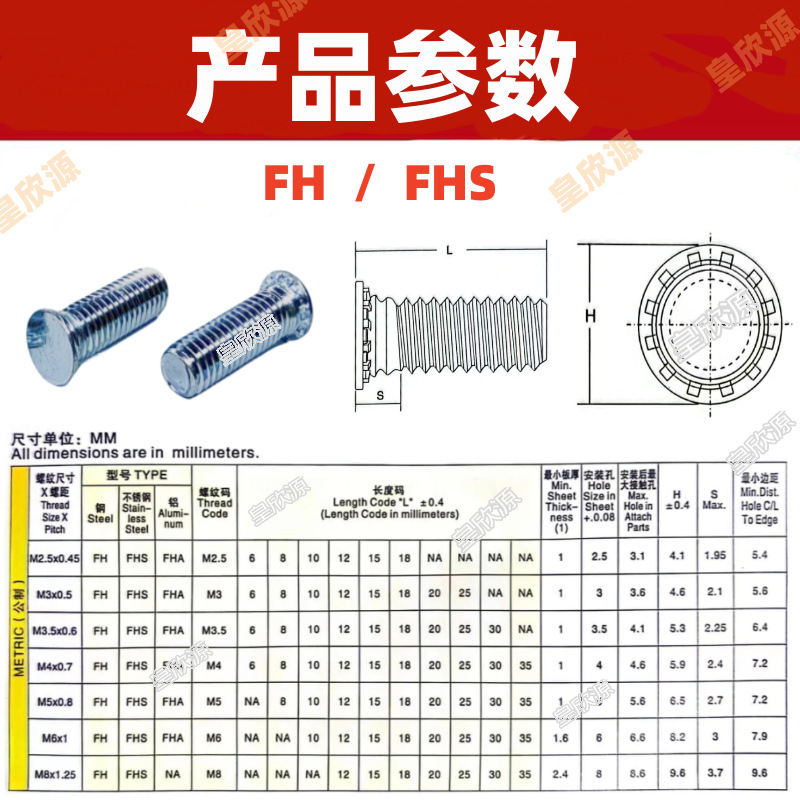英制碳钢圆头压铆螺钉 不锈钢六角平头压铆螺钉大头厂家FHM4M6M8M-阿里巴巴