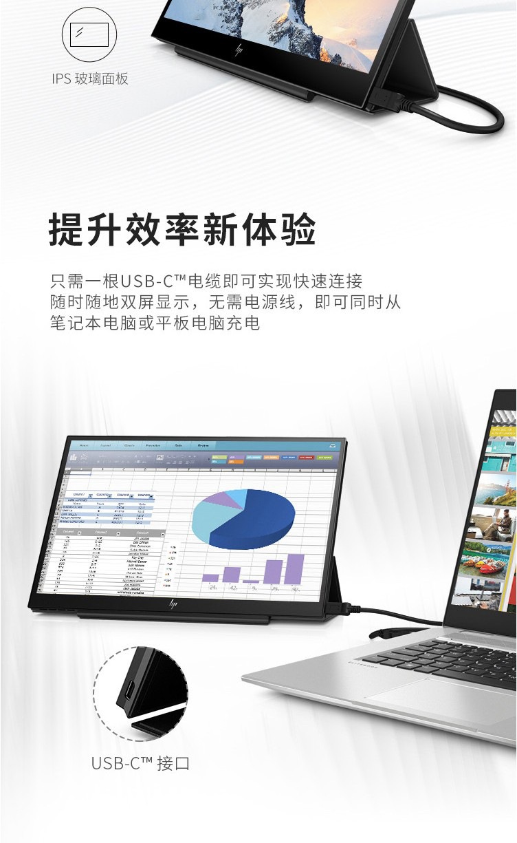 惠普（HP）S14/E14 14英寸IPS便携式显示器1080P FHD全高清窄边框-阿里巴巴