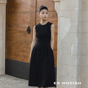 ES MODISH 春季新品法式高级感气质无袖连衣裙女赫本风收腰a字裙-阿里巴巴