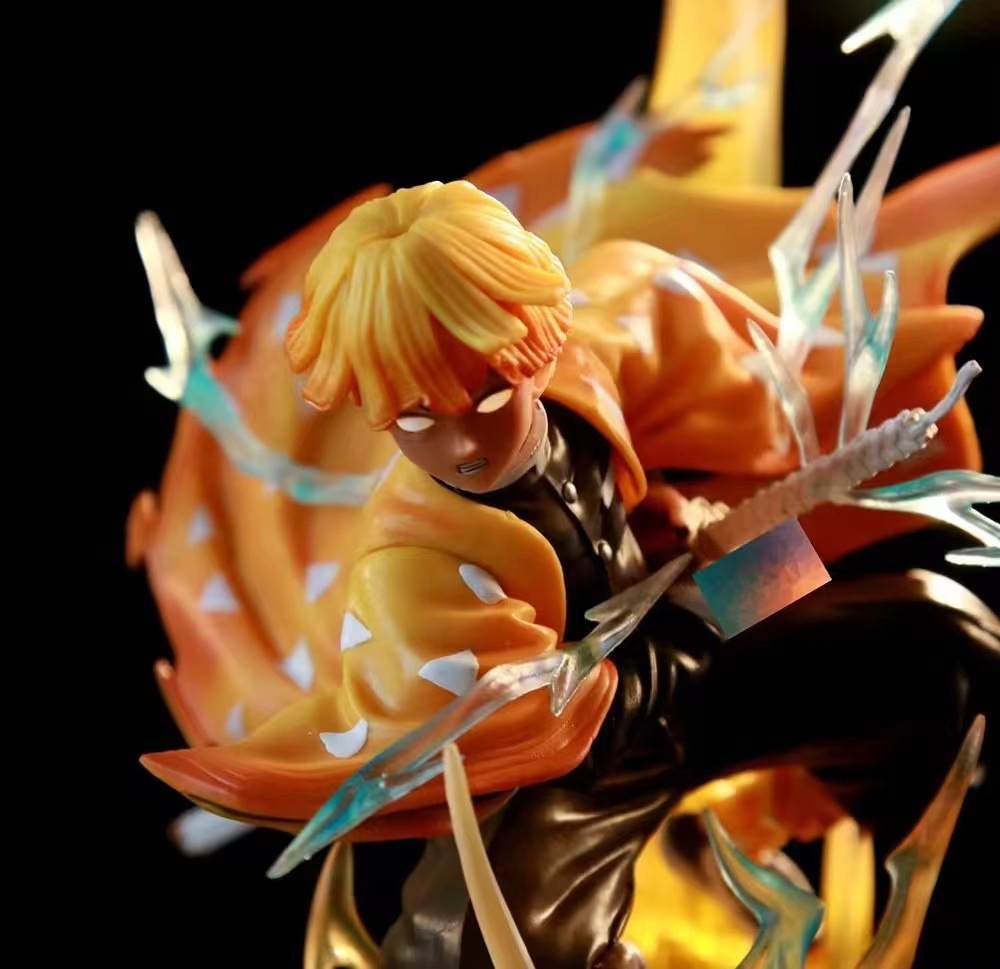 鬼灭之刃简刻我妻善逸手办可发光霹雳一闪模型摆件礼物批发-阿里巴巴