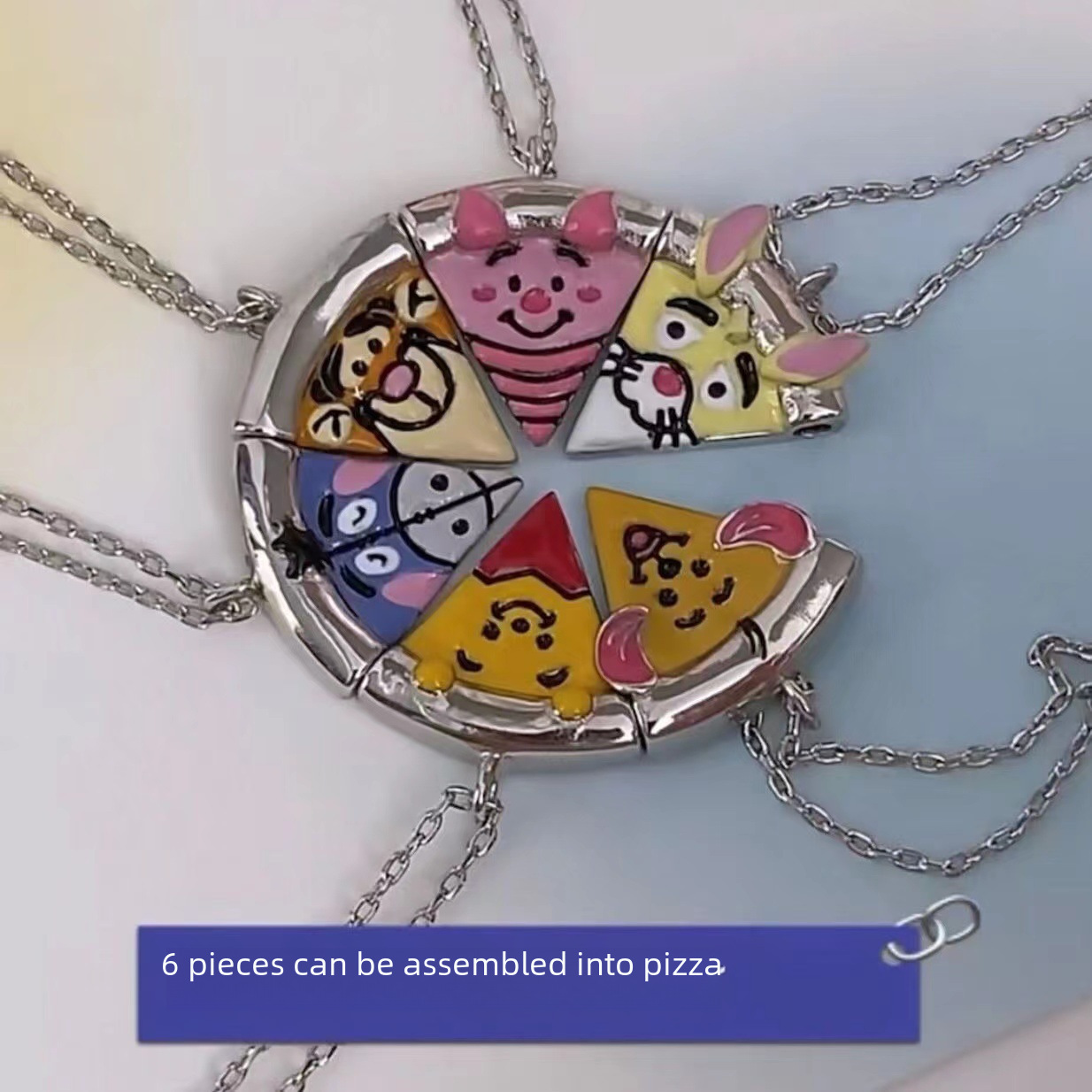 Magnetic Pizza Necklace Piggy Winnie the Pooh Bear Tigger Kangaroo ...