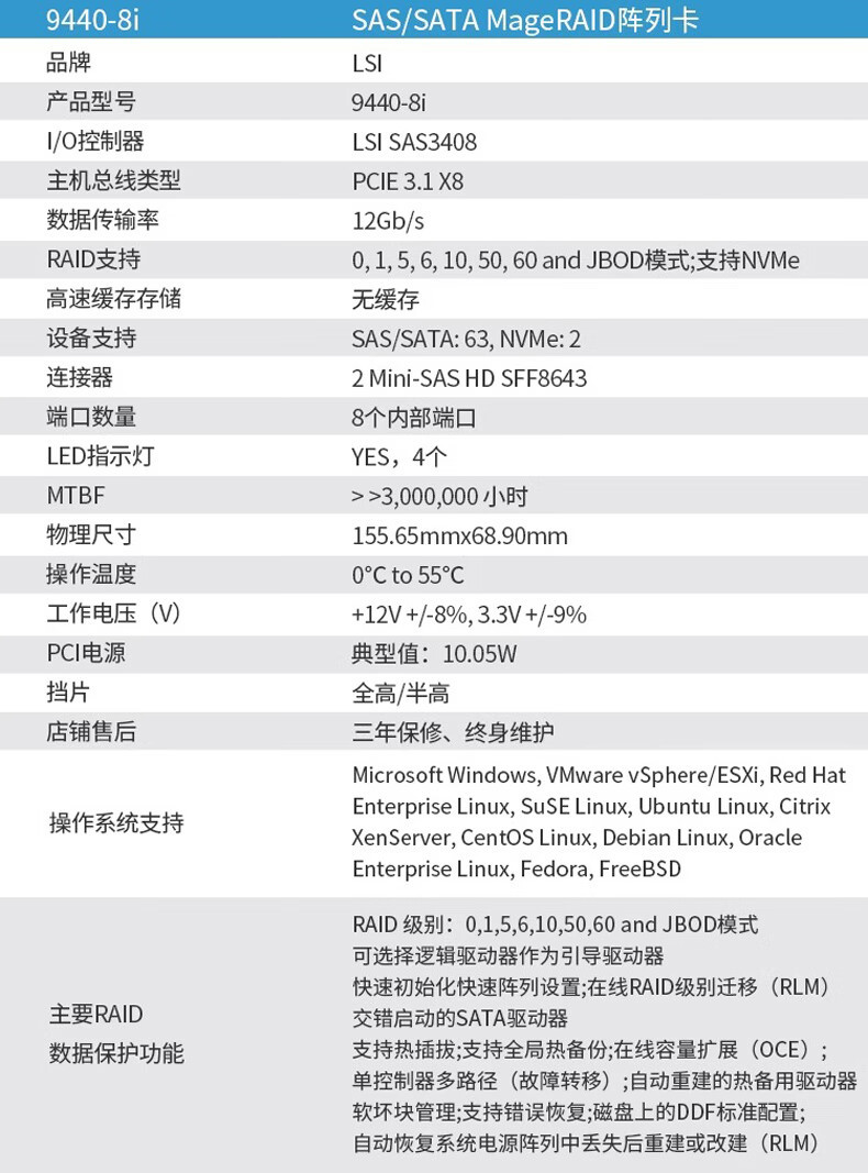 博通LSI MegaRAID磁盘raid阵列卡9440-8i支持NVMe/SAS/SATA协议-阿里巴巴