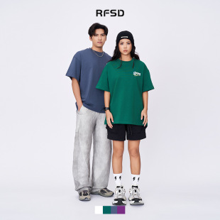 RFSD男装|2025春夏新品潮牌街头宽松印花短袖纯棉休闲运动t恤男女-阿里巴巴