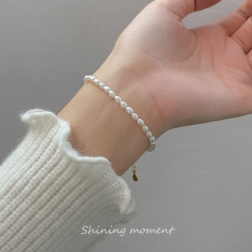 纳兰 S925银清新甜美ins风精致简约高级小众设计珍珠手链S7490-阿里巴巴