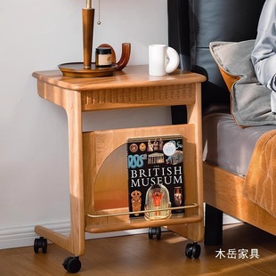 哈哈边几沙发樱桃木移动小茶几床头实木方桌扫地机器人收纳架-阿里巴巴