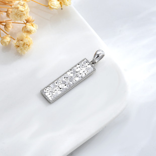 新卓艺S925银项链女CNC精雕轻奢百搭颈链碎碎冰吊牌吊坠diy设计-阿里巴巴