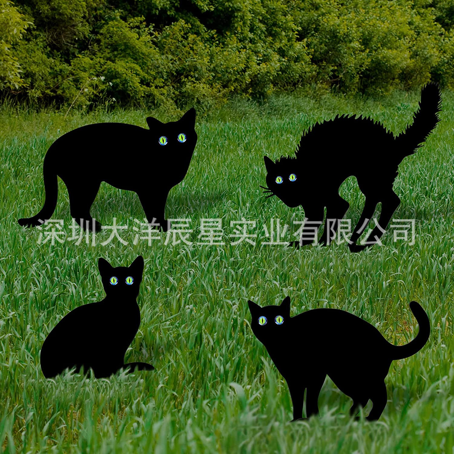万圣节地插庭院插牌 发光黑猫幽灵蝙蝠装饰 鬼节户外派对草坪标志-阿里巴巴