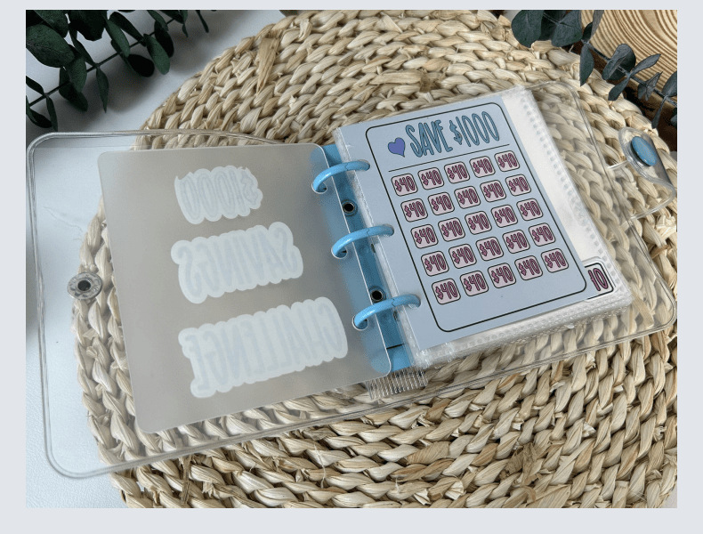 跨境Mini Binder Savings Challenge 挑战存钱本迷你PVC3孔活页夹-阿里巴巴