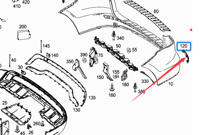 1668200074/1668200174适用于奔驰W166 ML/GLE 后杠反光器 后杠-阿里巴巴