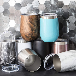 外贸亚马逊蛋壳杯内304不锈钢红酒保温杯swigU型12OZ大肚蛋杯-阿里巴巴