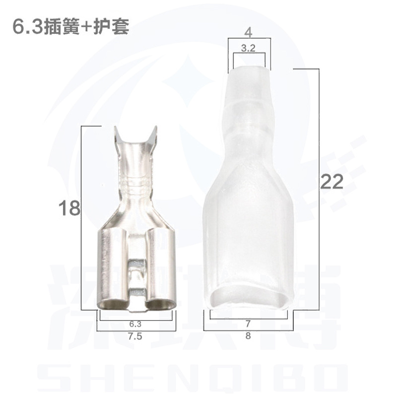 2.8/4.8/6.3mm 插簧端子+护套 铜镀锡 带自锁插拔冷压式端子-阿里巴巴