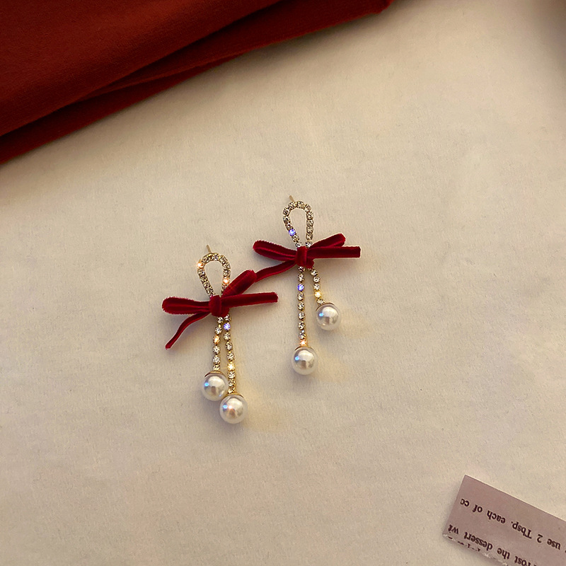 新年复古红色系玫瑰花瓣耳环中国风喜庆春节耳钉时尚气质网红耳饰-阿里巴巴