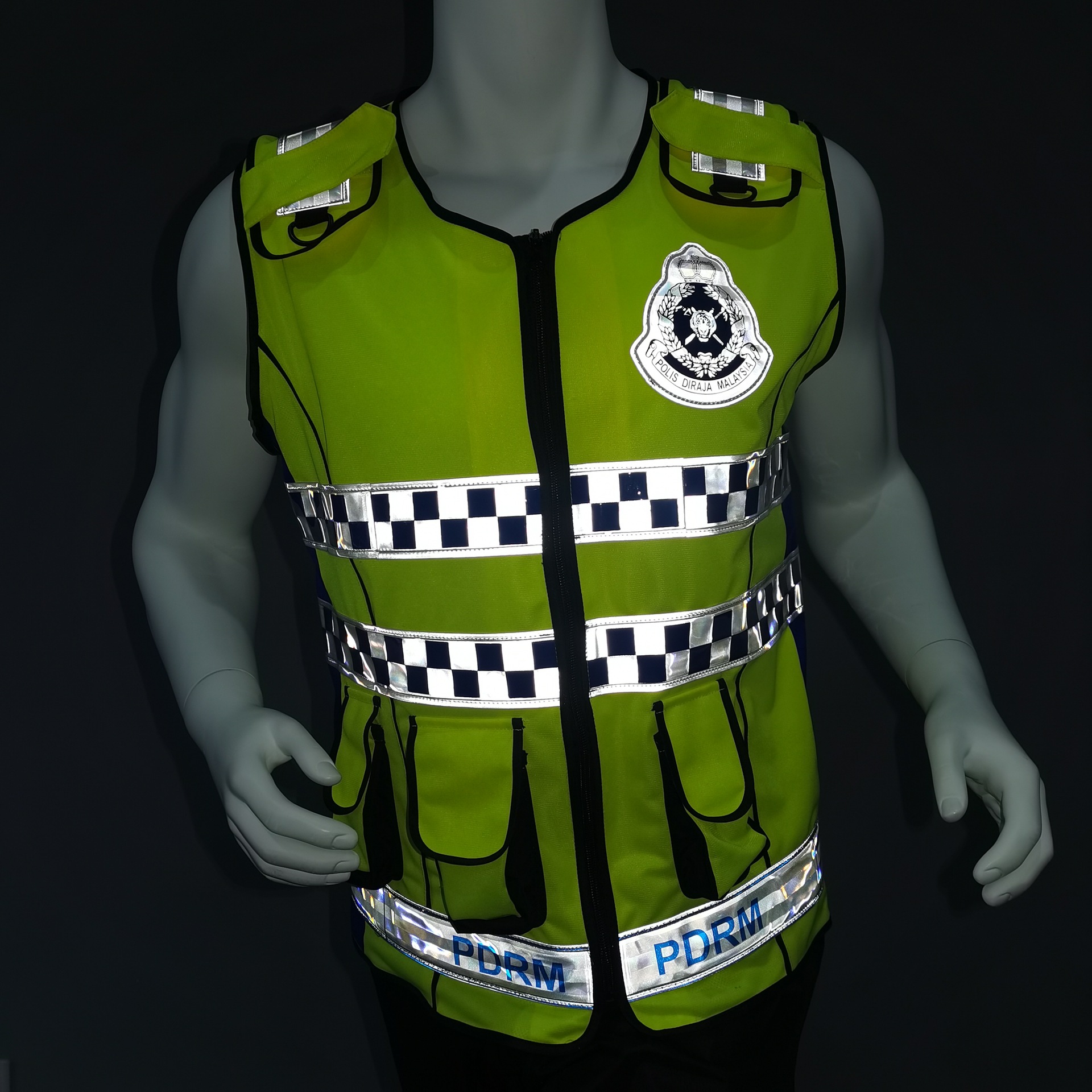 定做高亮晶格反光PDRM背心马甲 high visibility safety vest-阿里巴巴