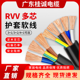 桂城电缆RVV铜芯3+1/3+2/4+1芯4/6/10/16/25平方监控电源线电缆线-阿里巴巴