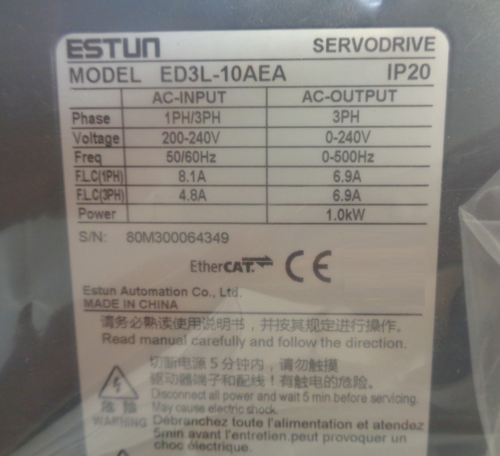 原装现货 ED3L-10AEA 埃斯顿ESTUN伺服驱动器 1KW 220V-阿里巴巴