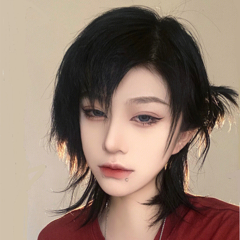 Zicen Samurai Head Wig Men's Long Hair Black Brown Wolf Tail Japanese ...