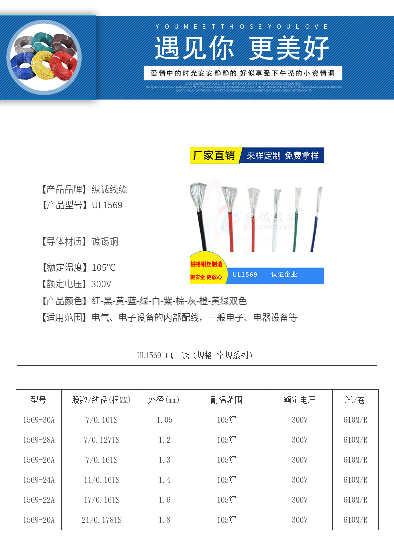 国标UL1007/1015/1569/ AWG电子线单芯多股软线连接线UL电线纯铜-阿里巴巴