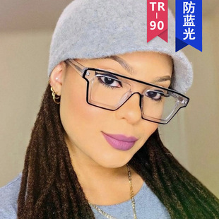 欧美TR90方形眼镜框2023新款ins潮流防蓝光平光镜个性透明眼镜架-阿里巴巴