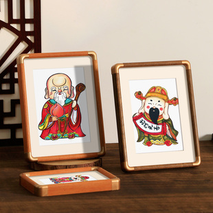 IYR7新中式照片装裱相框摆台实木铜角画框六6寸7七8八10桌面摆件-阿里巴巴