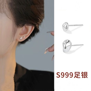 s999纯银陨石耳钉新潮ins日常简约冷淡风耳环高级感耳饰一件代发-阿里巴巴