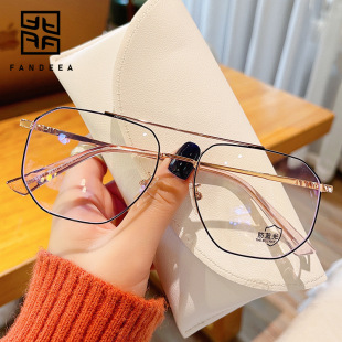 2025新款金属双梁男女同款防蓝光眼镜大脸显瘦素颜近视眼镜框-阿里巴巴