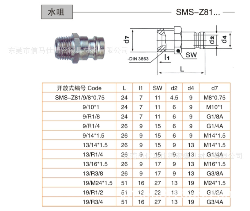 信马仕德式HASCO水咀Z81 Z811快速黄铜水接头注塑机模具液压快换-阿里巴巴