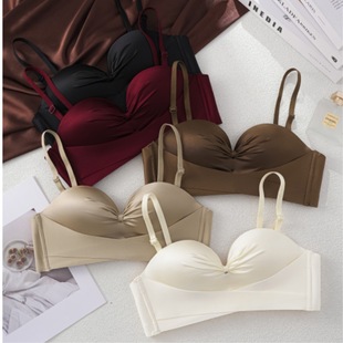 889甜酪月光无肩带防滑美背文胸光面手掌杯缎感褶皱性感女内衣bra-阿里巴巴