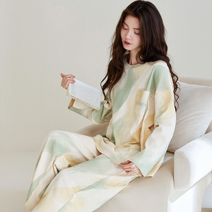 【纯棉】睡衣女士春秋冬季长袖时尚柔软休闲家居服2024年新款套装-阿里巴巴
