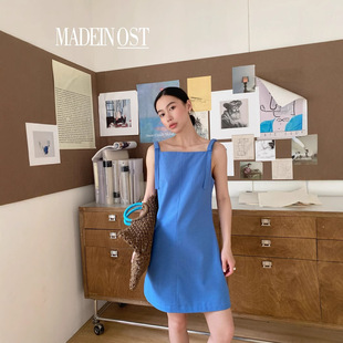 MADEINOST夏季上新休闲极简Miu系甜感打结格纹背心连衣裙女 75399-阿里巴巴
