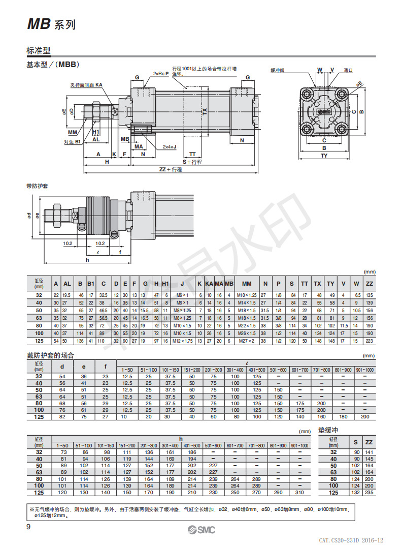 SMC气缸MBB/MDBB125-25-50-75-100-125-150-175-200-250-300-350Z-阿里巴巴