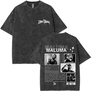 Vintage Washed Singer Maluma Album Merch T-shirt Summer Male-阿里巴巴
