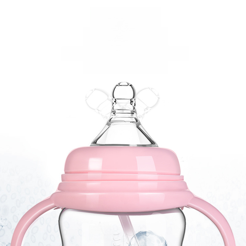 Wide caliber anti falling and anti choking baby bottle straw with ...