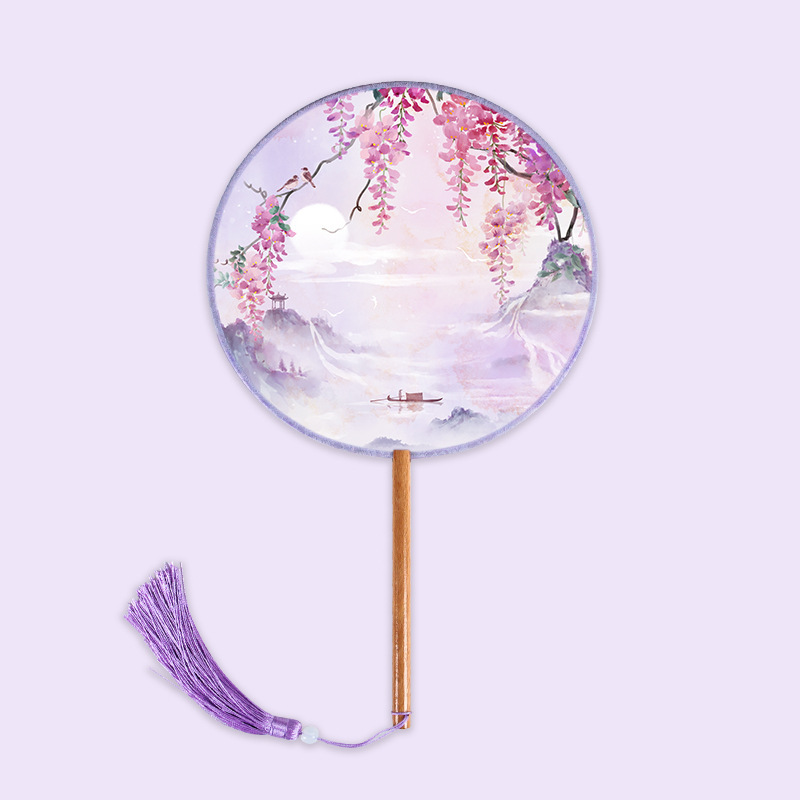 Translucent antique hanfu costume fairy dress dance round fan woman ...