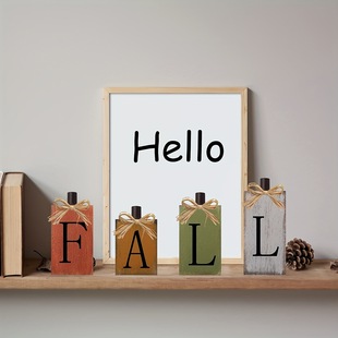 跨境秋季感恩节木质FALL标志木块摆件家庭农舍感恩节餐桌派对装饰-阿里巴巴