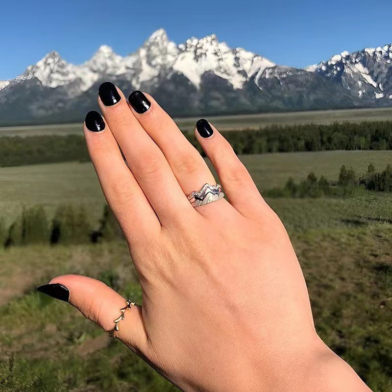 跨境新款Keep Climbing to the Top Ring 山峰镶钻可叠戴女士戒指-阿里巴巴