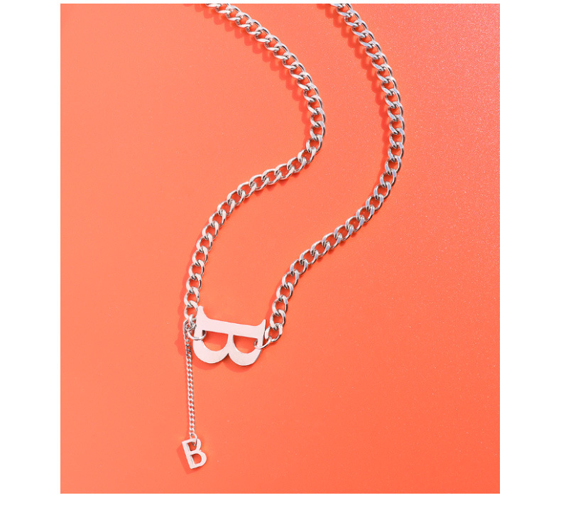 Wholesale hip-hop thick chain b letter necklace - Nihaojewelry
