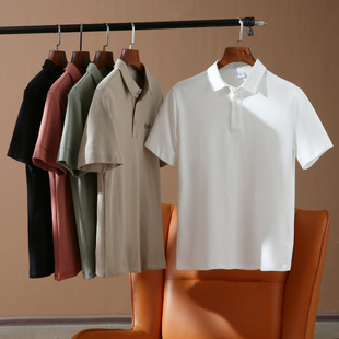 翻领短袖t恤男装2025夏季新款男士潮流320g棉t纯色男款刺绣polo衫-阿里巴巴