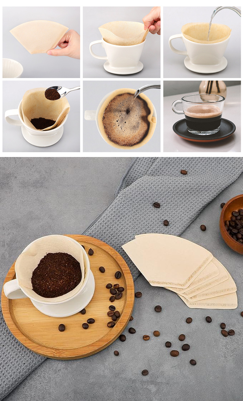 咖啡滤纸扇形一次性原木色咖啡过滤纸滴漏式手冲咖啡滤纸V60滤杯-阿里巴巴