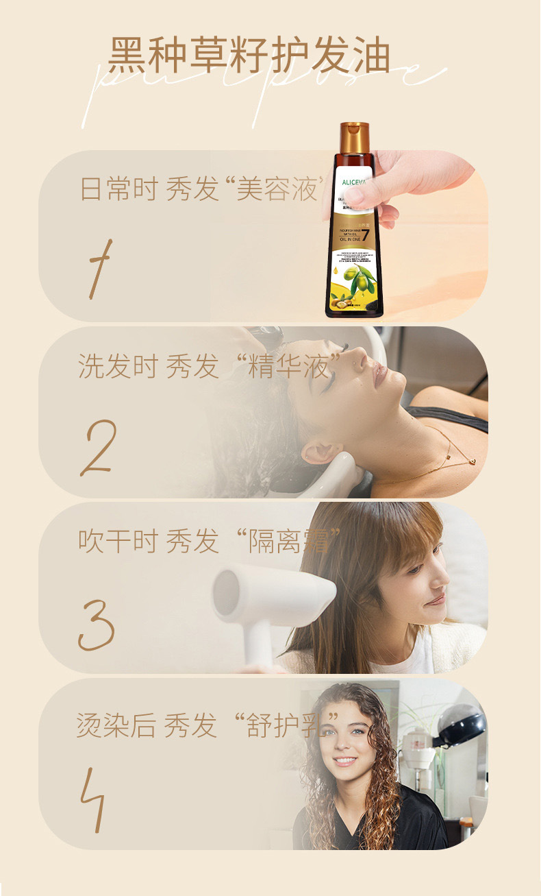 ALICEVA黑种草籽护发油 防断发强韧发囊滋养柔顺埃及平替头发精油-阿里巴巴