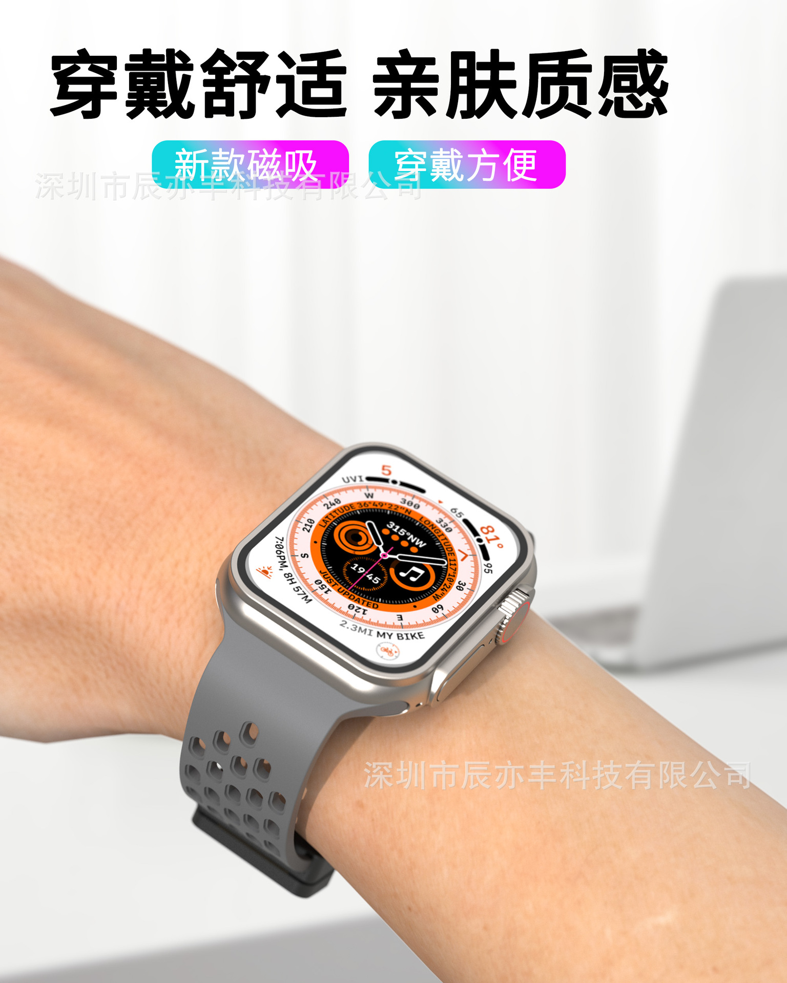 洞洞款手表表带新款苹果表带 适用iwatch1-8代折叠扣磁吸硅胶表带-阿里巴巴