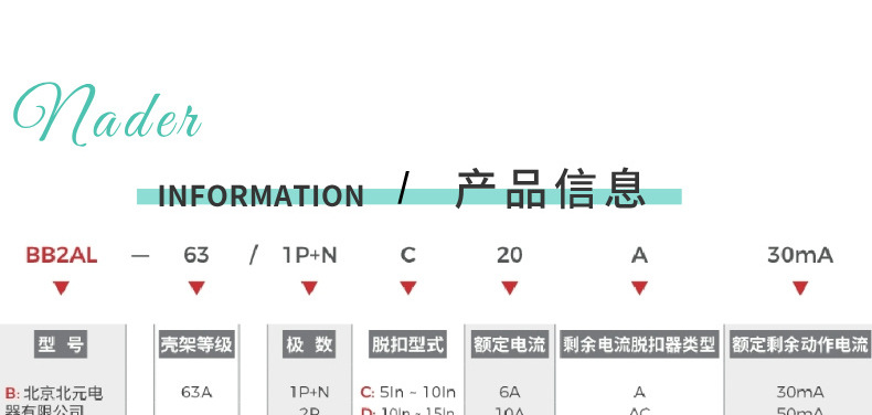 北京北元电器BB2AL-63/2PC型小型漏电断路器 1PN 空开总闸4P-阿里巴巴