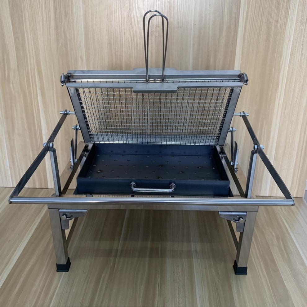 新款不锈钢翻转烧烤炉户外露营便携折叠烤肉烤鱼可旋转家用烧烤架-阿里巴巴